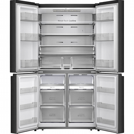 מקרר 4 דלתות 609 ליטר Hisense הייסנס RQ72-BGK זכוכית שחורה | מקרר 4 ו 5 ...